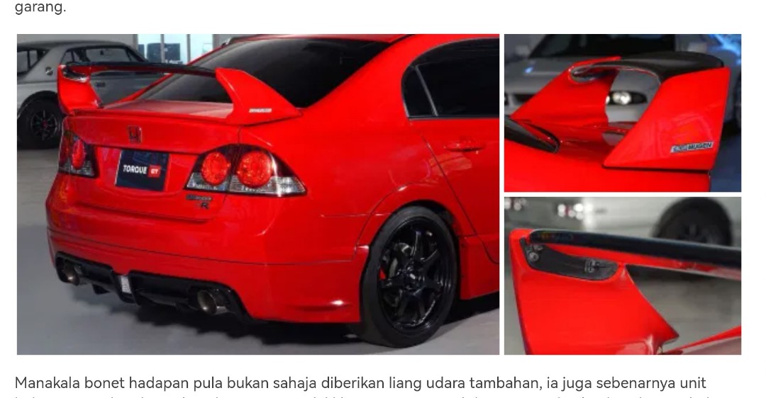 Honda Civic Mugen RR / Si Rear Wing Spoiler, Auto Accessories on Carousell