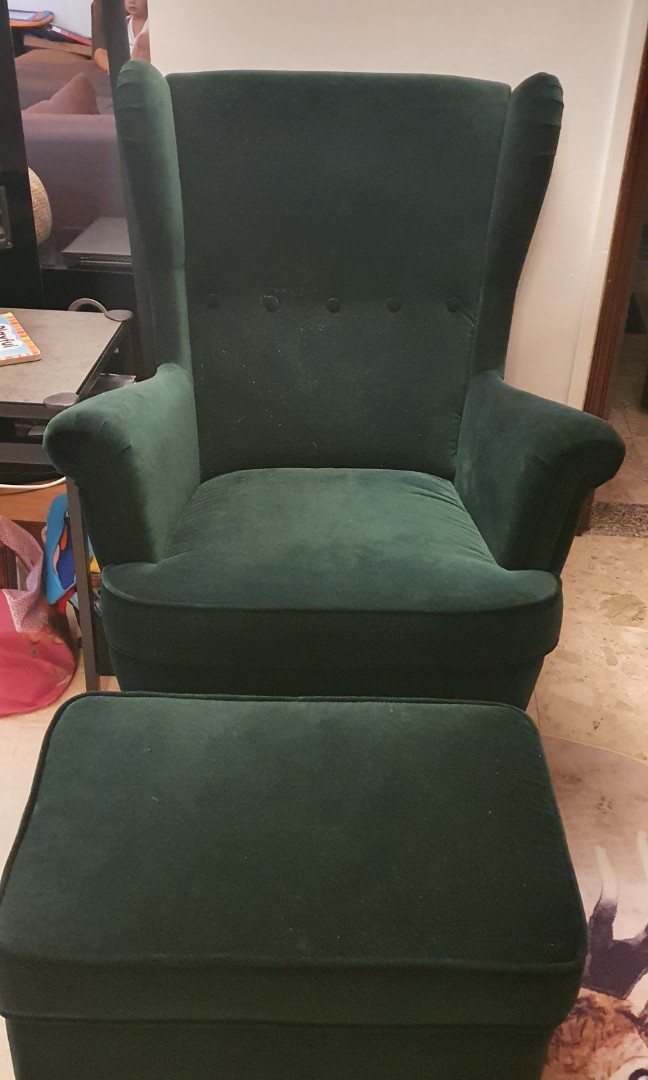 Free delivery. IKEA strandmon arm chair and ottoman foot stool ...