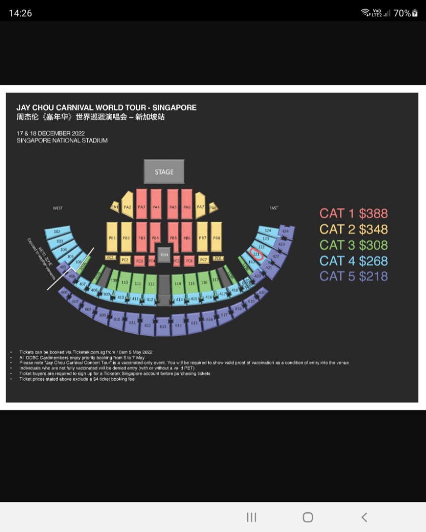 Jay Chou Concert ticket, Tickets & Vouchers, Event Tickets on Carousell