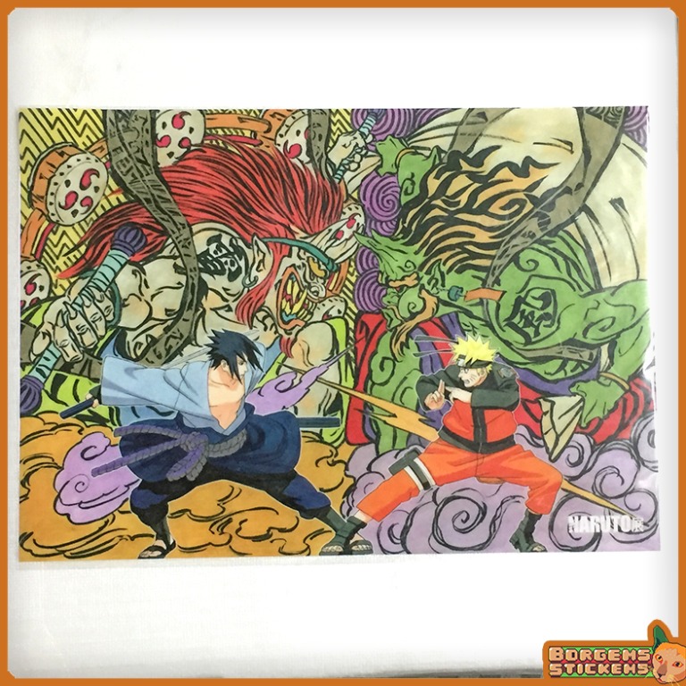 NARUTO Exhibition Clear Poster Fujin Raijin Ver. / Wind God Thunder Ver ...