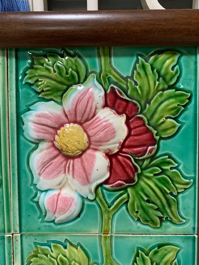 Old Peranakan tile with wooden frame. (In One set), Hobbies & Toys ...