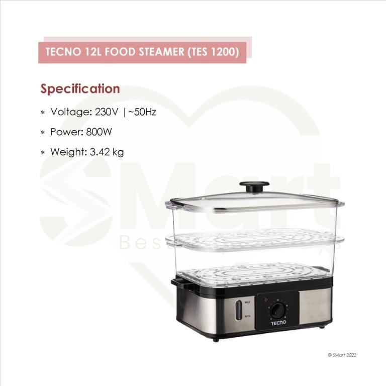 Tecno 12L 2 Tier Electric Food Steamer TES1200, TV & Home Appliances ...