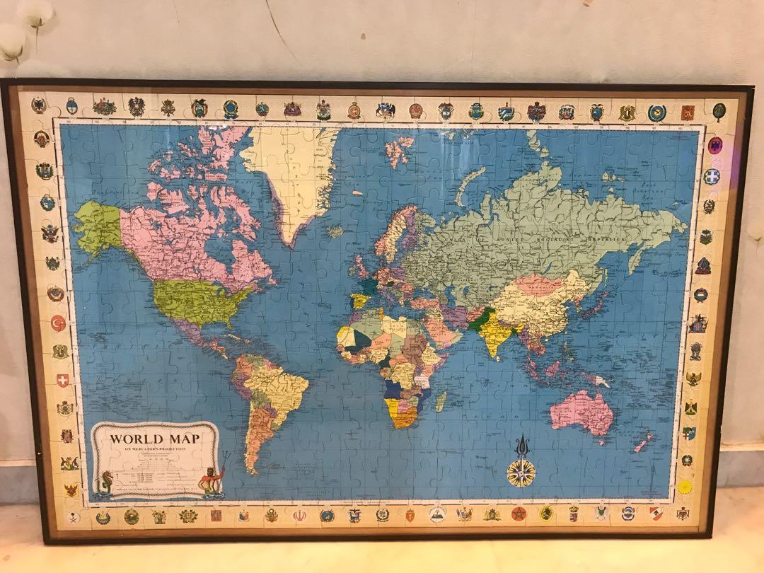World Map, Furniture & Home Living, Home Decor, Frames & Pictures on ...