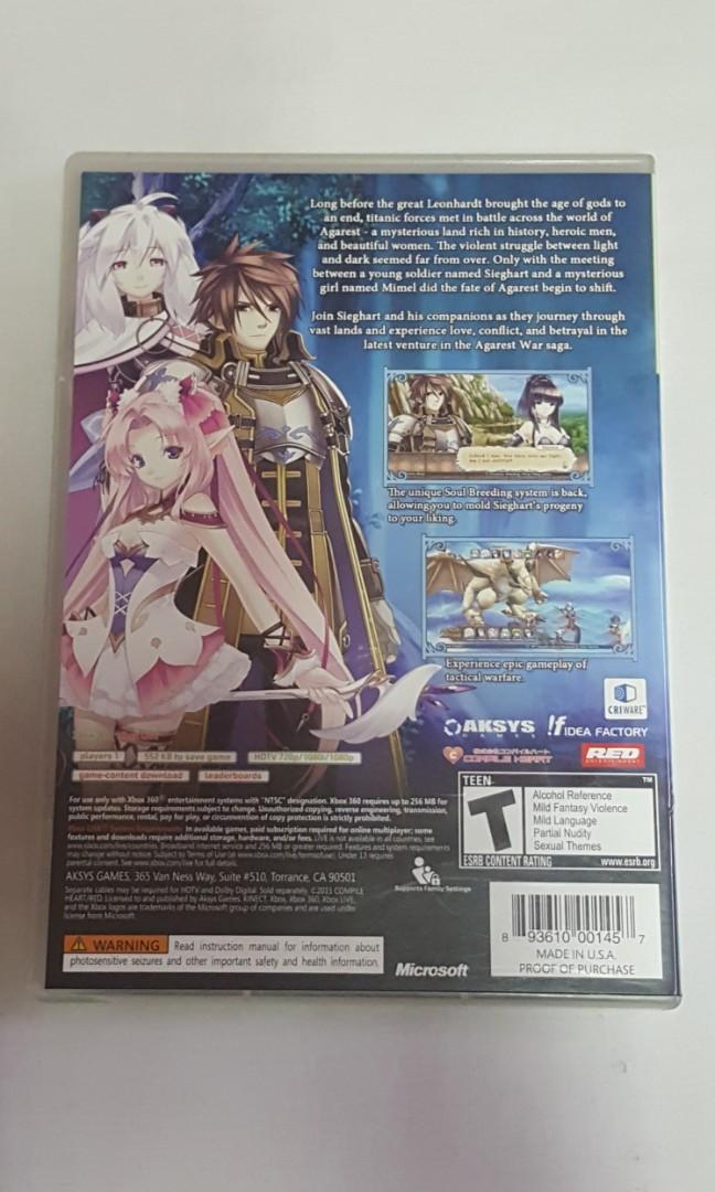 XBOX 360 Record Of Agarest War Zero, Video Gaming, Video Games, Xbox on ...