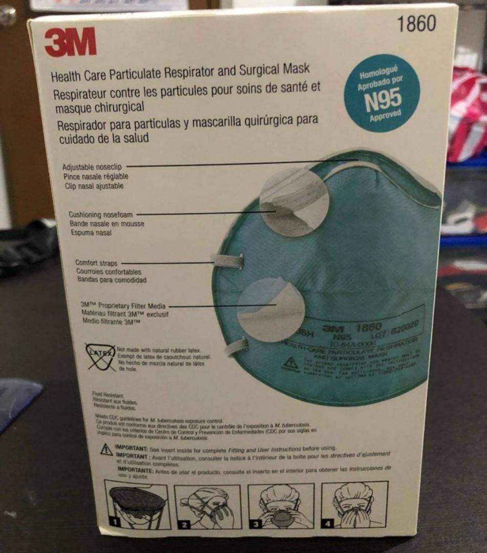 1860 N95 Respirator Face Mask NIOSH Approved N95, Health & Nutrition ...