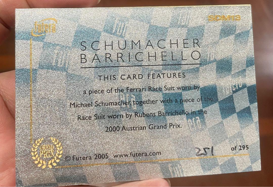 2005 Futera Grand Prix Michael Schumacher Race Suit, 興趣及遊戲, 收藏品及紀念品, 明星周邊 - Carousell