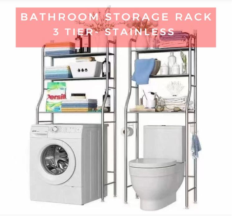 3 Tier Space-saving over Floor Toilet Bathroom Storage Rack and Shelf ...