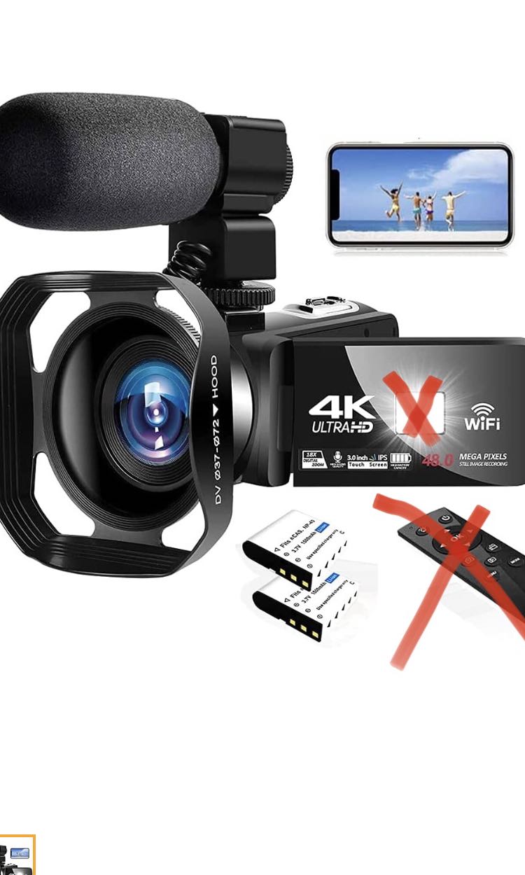 4K Video Camera Ultra HD touchscreen Camcorder 48.0MP IR Night Vision ...