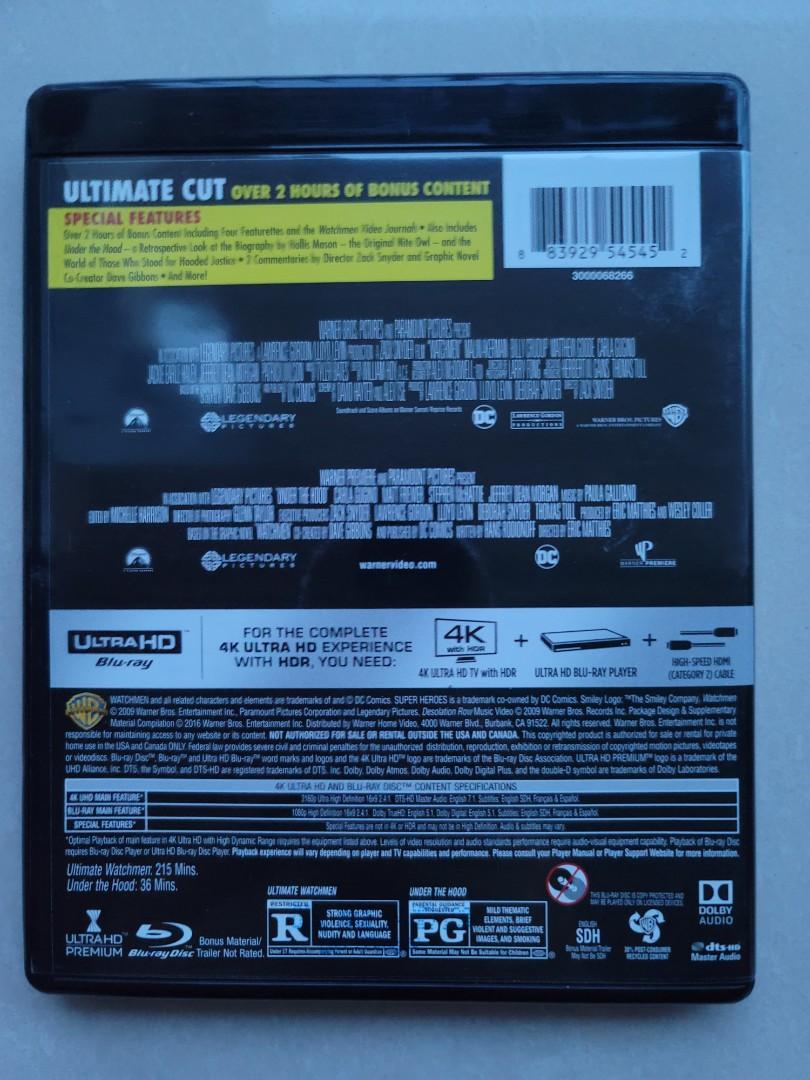 美版 Watchmen The Ultimate Cut 4k Ultra Hd Blu Ray 興趣及遊戲 音樂、樂器