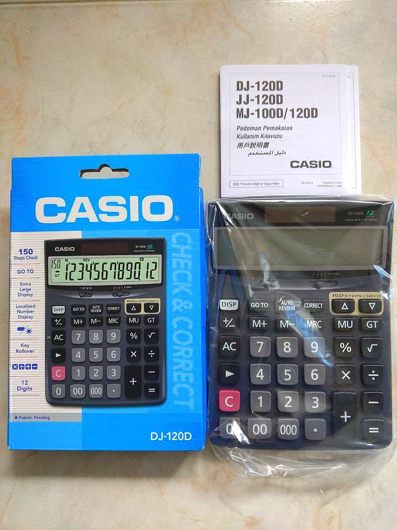 CASIO DJ-120D Large Display Electronic Calculator, 12 Digit, Two Way ...