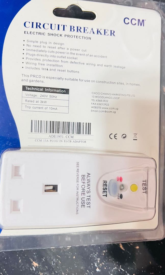 Circuit breaker socket electric shock protection, TV & Home Appliances ...