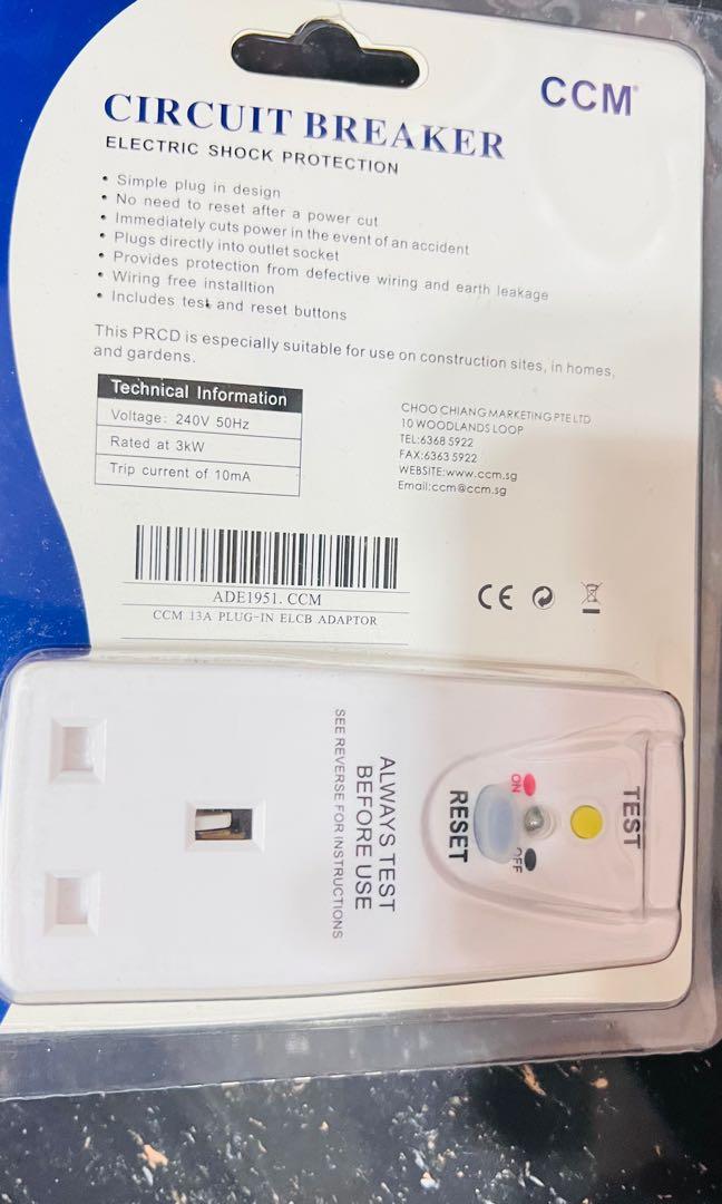 Circuit breaker socket electric shock protection, TV & Home Appliances ...