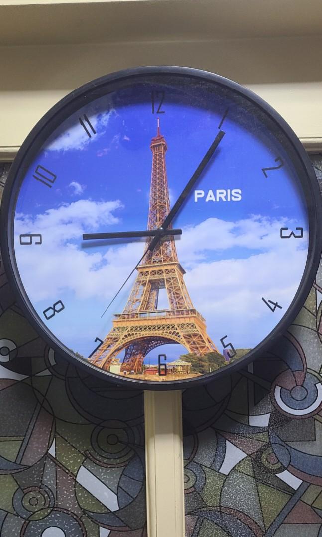 Eiffel tower Paris France wall clock, Furniture & Home Living, Home ...