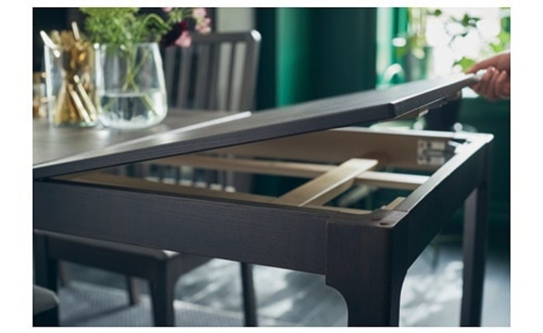 extendable IKEA solid wood dining table, Furniture & Home Living ...