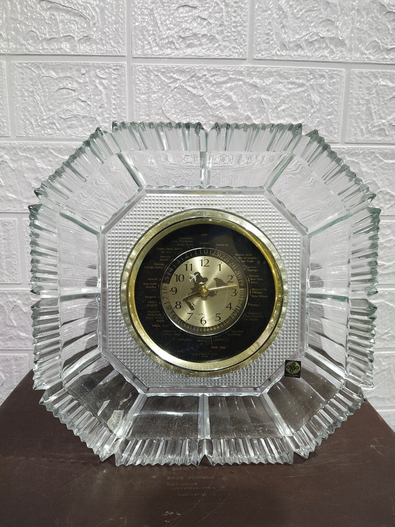 hoya crystal glass world clock, Furniture & Home Living, Home Decor ...