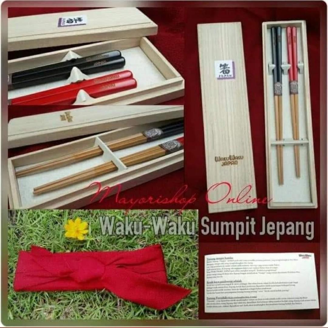 NEW Exclusive Sumpit Jepang Ori Dengan Kotak dan Kain Merah Japan ...