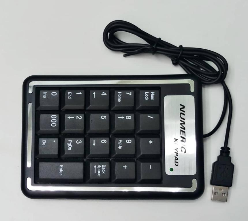 Portable Slim USB Mini Numeric KeyPad Number Keyboard- Full Size 19 ...