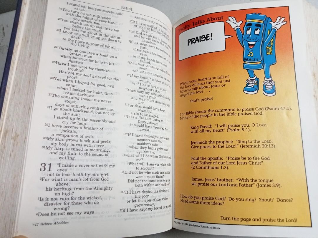 PSALTY'S KIDS BIBLE NEW INTERNATIONAL VERSION COPYRIGHT -1991, Hobbies ...
