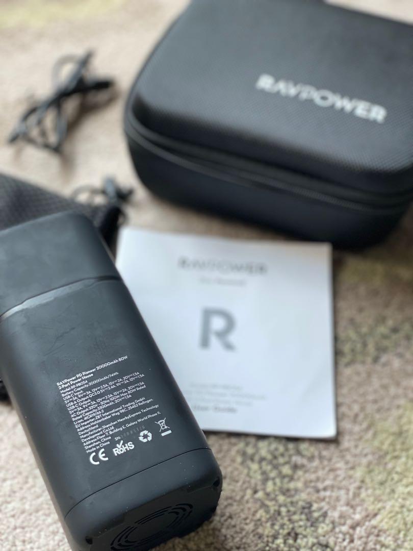 RAVPower RP-PB054 80W PD Pioneer 20000mAh AC Portable Power Bank ...