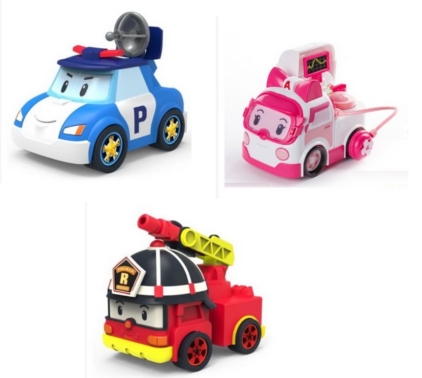 Robocar Poli Roy Amber 裝備波力 消防車玩具 Gear up, 興趣及遊戲, 玩具 & 遊戲類 - Carousell