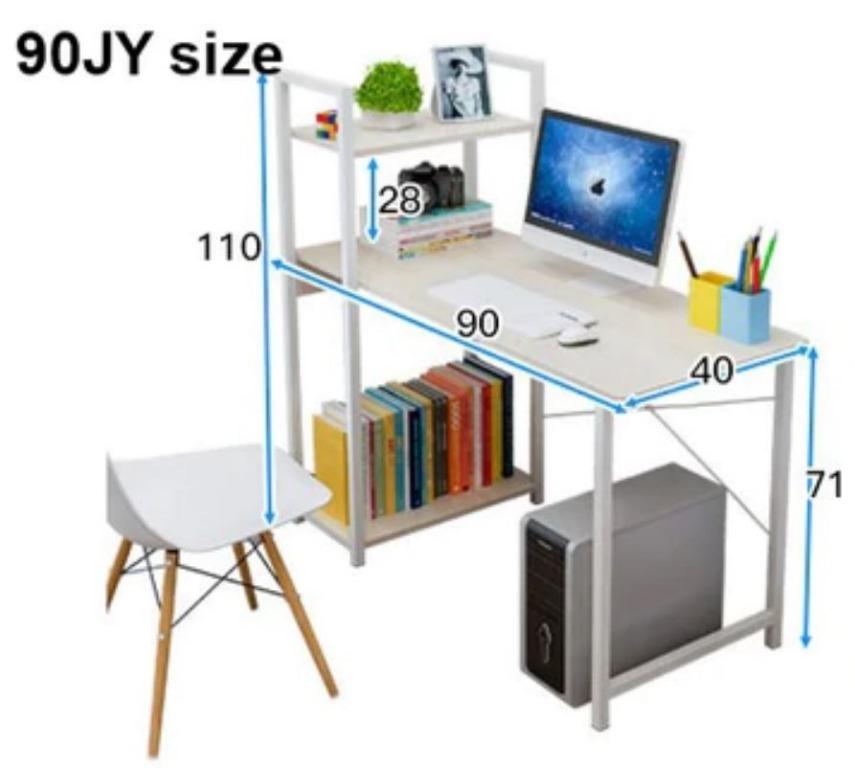 STUDY TABLE 90CM COMPUTER DESK WITH BOOKSHELF, Furniture & Home Living ...