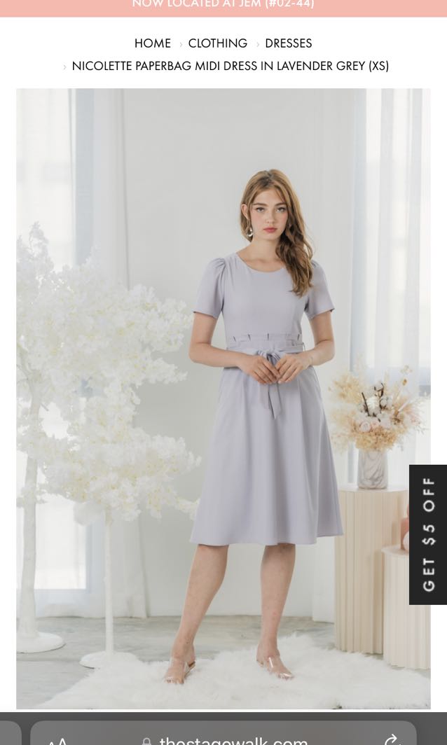 The Stage Walk NICOLETTE PAPERBAG MIDI DRESS IN LAVENDER GREY, Women's ...