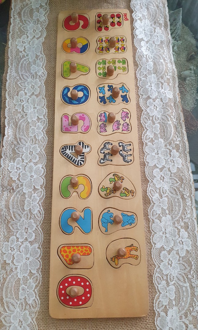 Wooden Number Puzzle Goki, Babies & Kids, Infant Playtime on Carousell