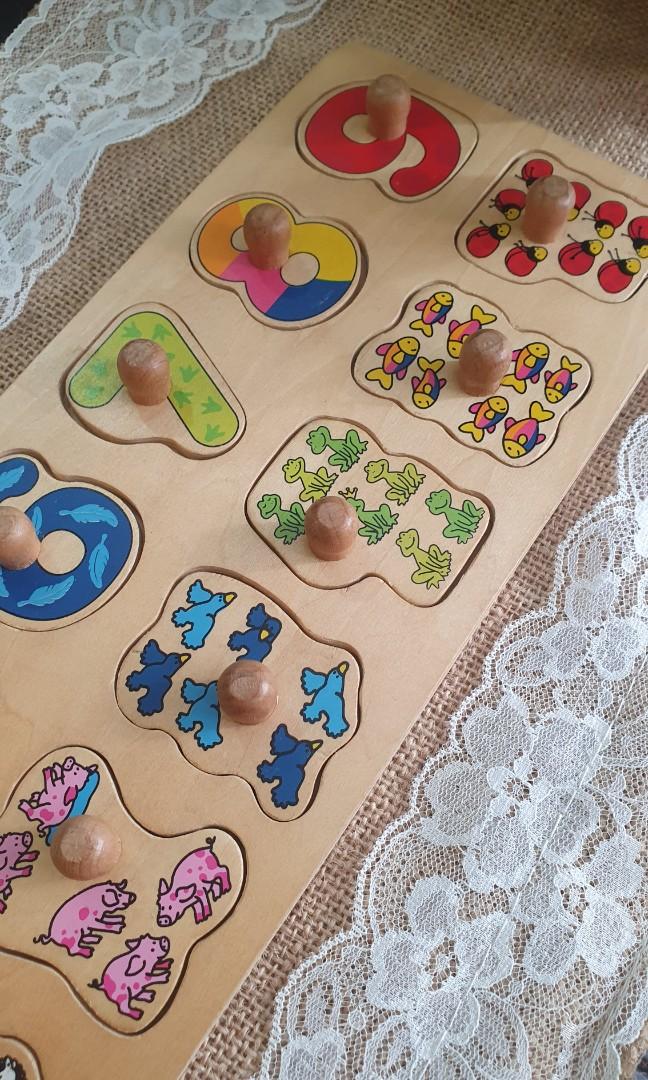 Wooden Number Puzzle Goki, Babies & Kids, Infant Playtime on Carousell