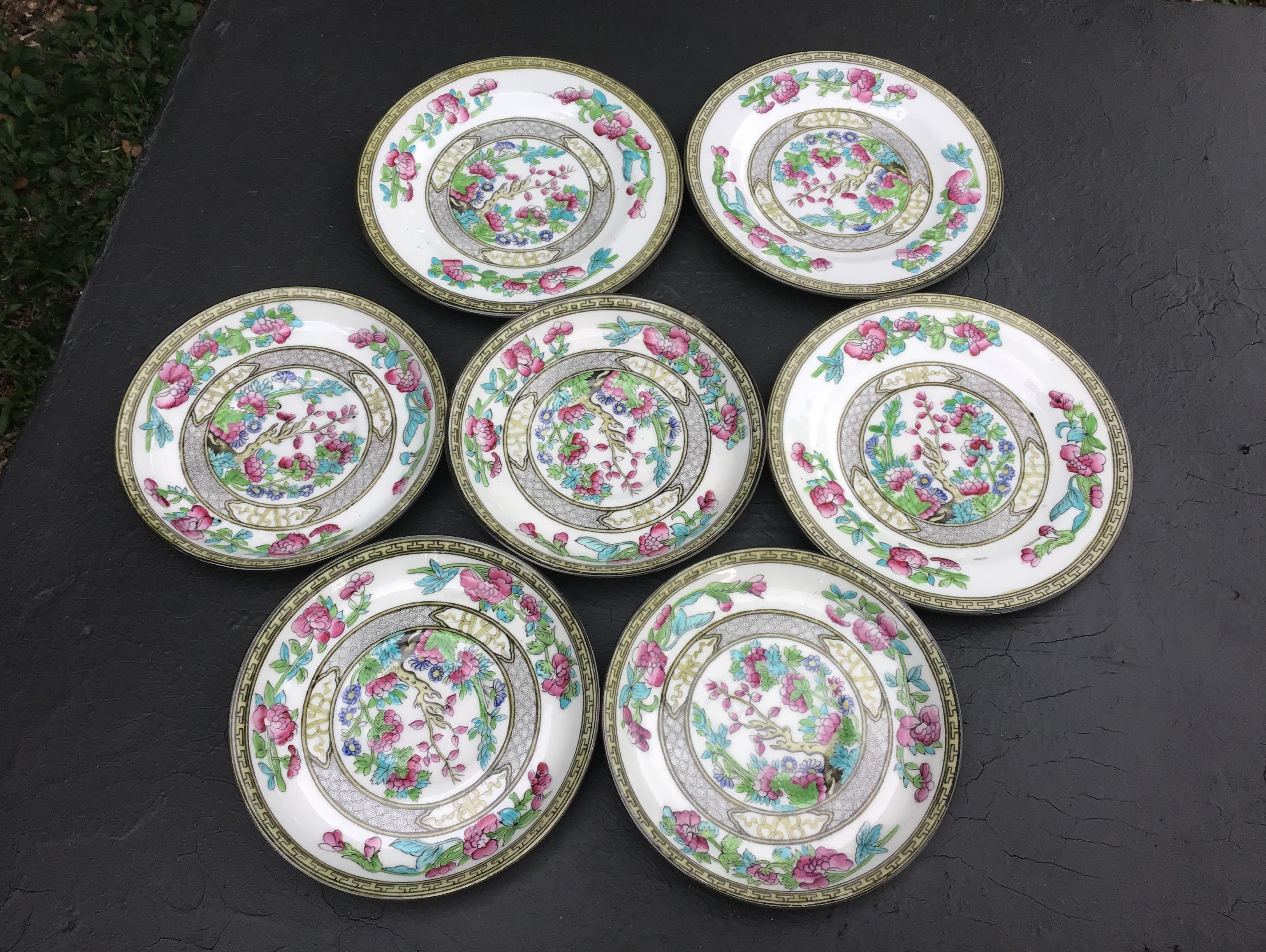 Antique Cauldon England Bone China Saucers & Cake Plates Floral Pattern ...
