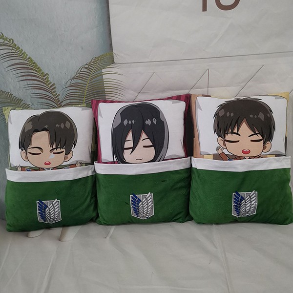 ATTACK ON TITAN AOT MIKASA EREN LEVI PLUSHIE PILLOW BLANKET ANIME ...