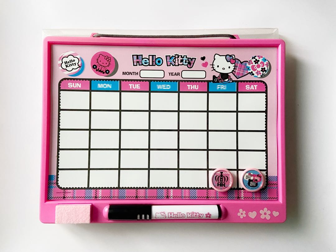 Authentic Hello Kitty Plaid Collection, Magnetic White Board Organizer ...