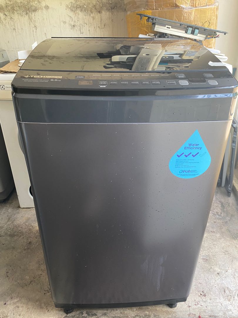 Black Sharp 9.5KG 3Ticks J-Tech Inverter Top Loading Washing Machine ...