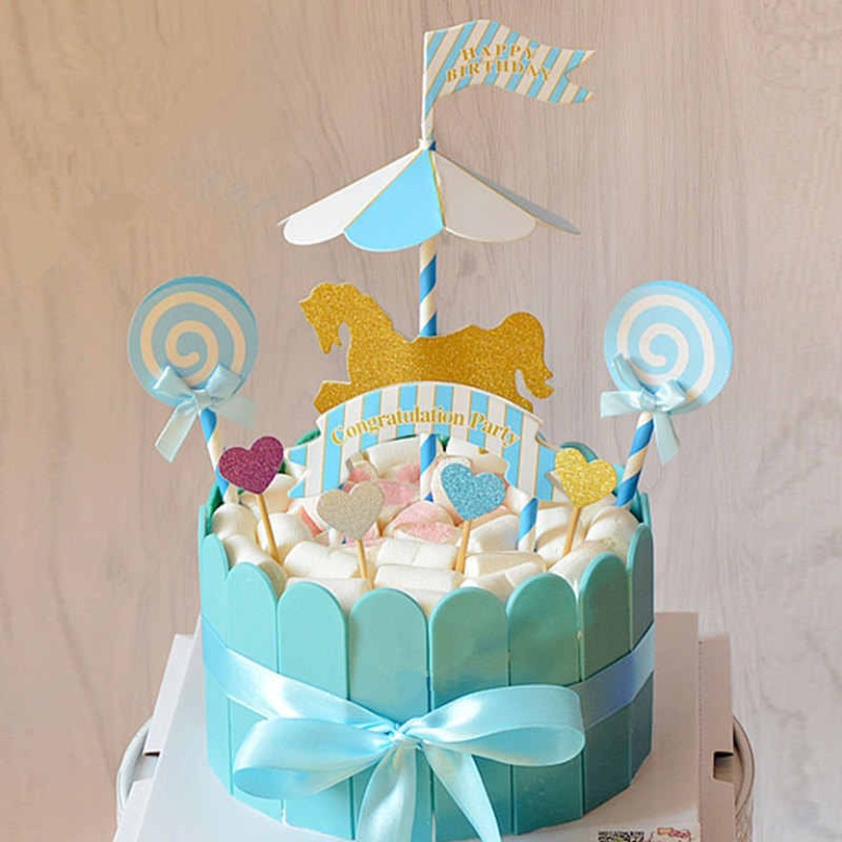 Blue Merry Go Round Cake Topper | Carousel | Birthday Cake Topper ...