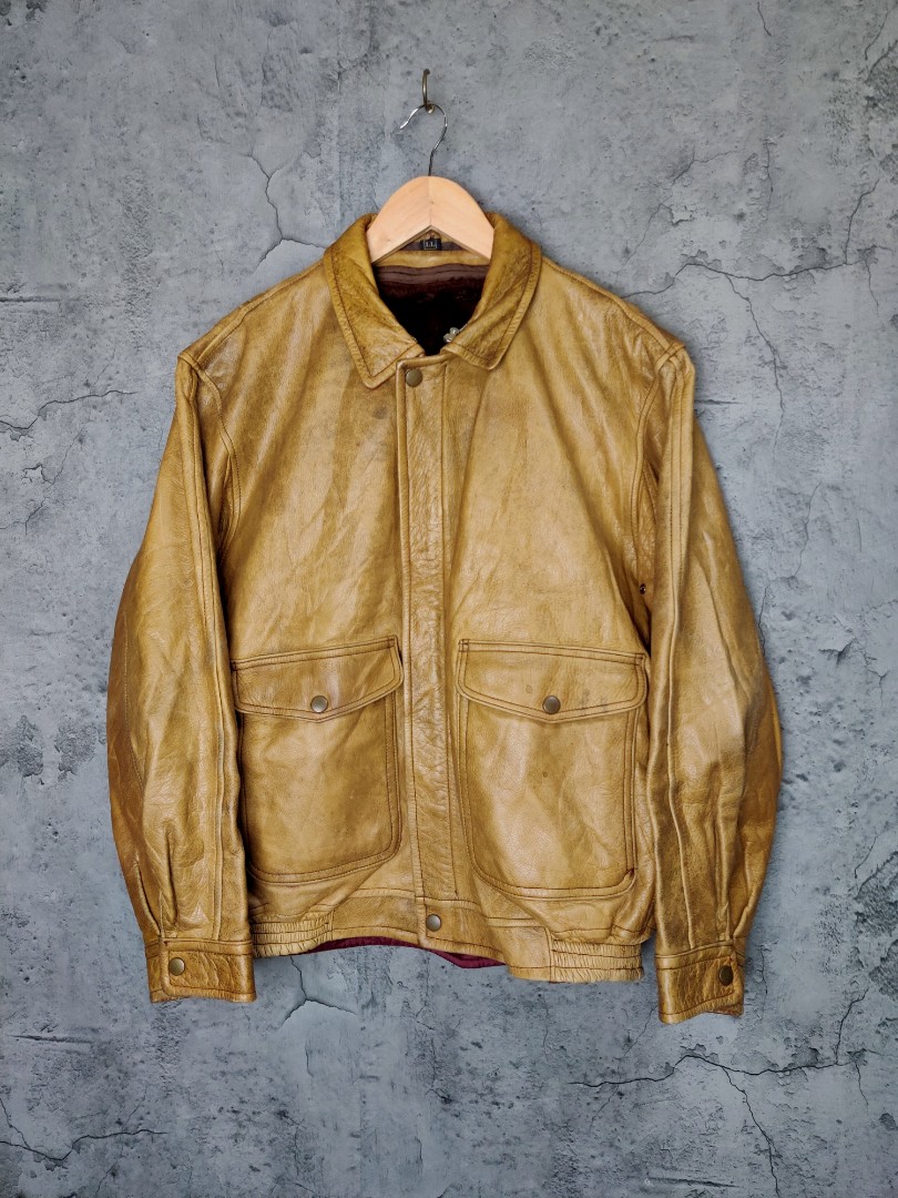 CARAMEL COLOR AVIATOR LEATHER JACKET, Men's Fashion, Coats, Jackets and ...