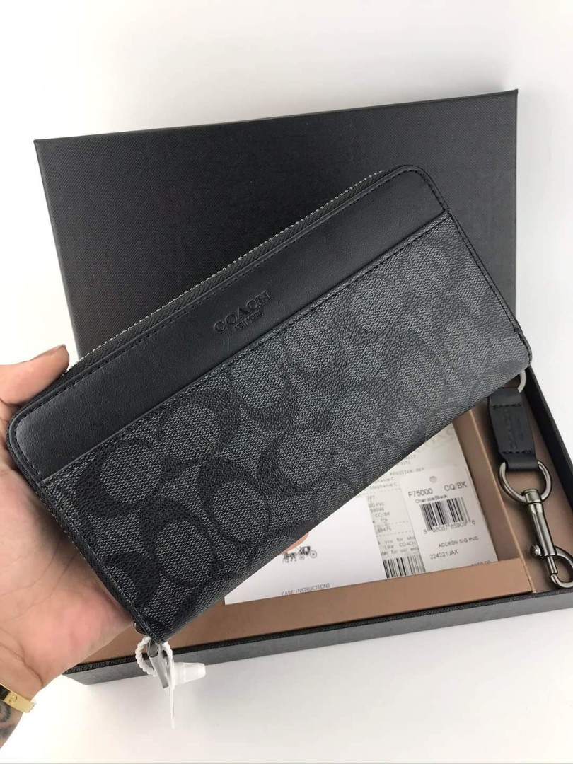 Coach Men's Long Wallet in Signature Canvas with Keyfob, Men's Fashion ...