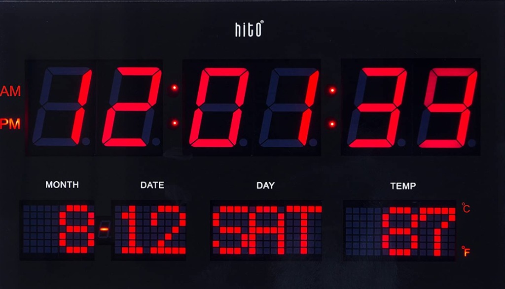 hito 14.2” Large Oversized LED Wall Clock Seconds Date Day Indoor ...