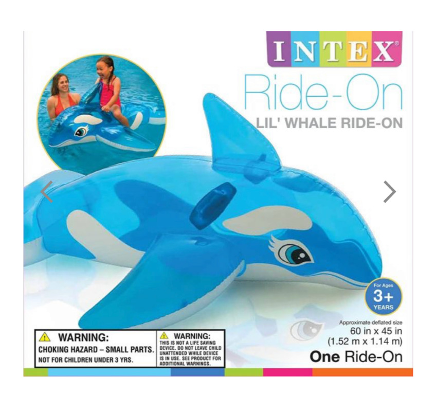 INTEX Lil Whale ride-on pool float and Junior Snorkel set, Hobbies ...