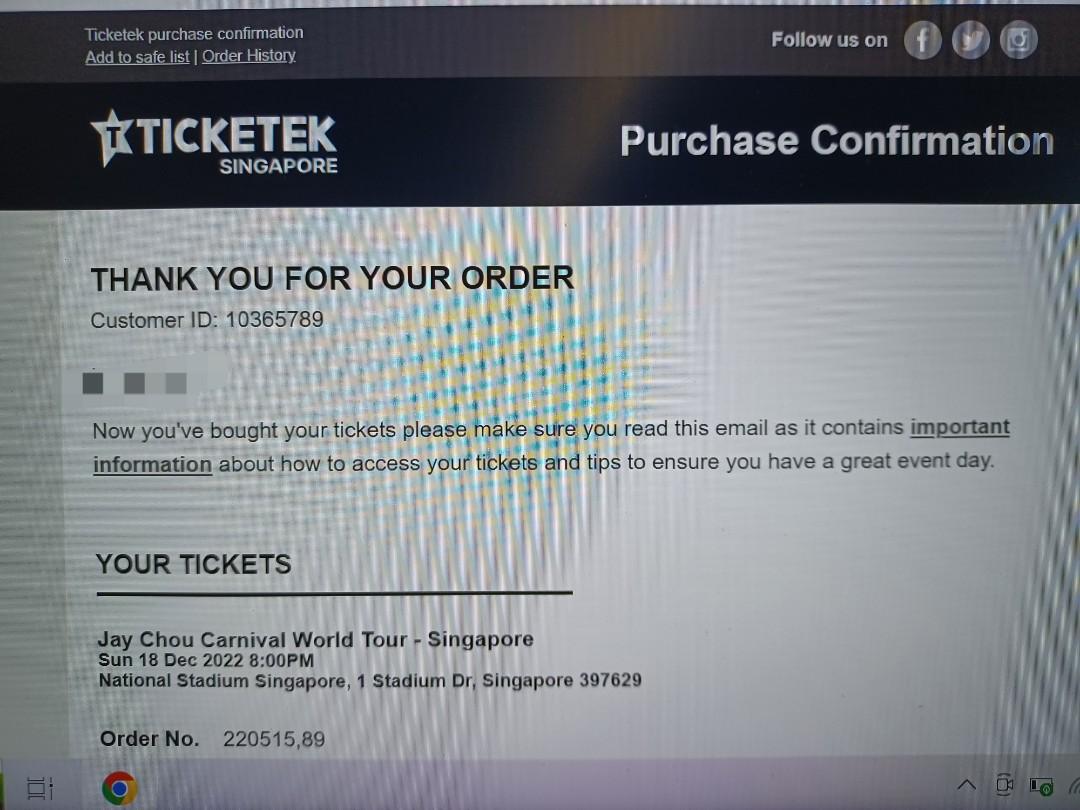 Jay Chou extra ticket x 1, Tickets & Vouchers, Event Tickets on Carousell