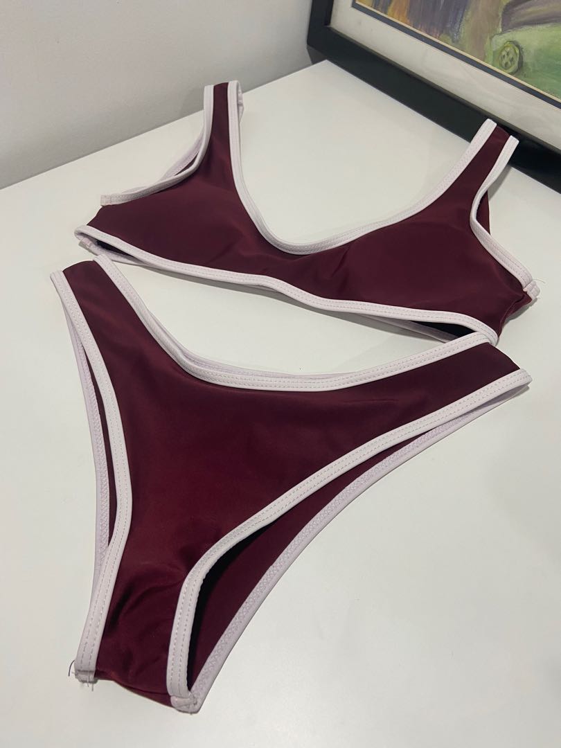 Maroon Swimsuit Womens Fashion Swimwear Bikinis And Swimsuits On