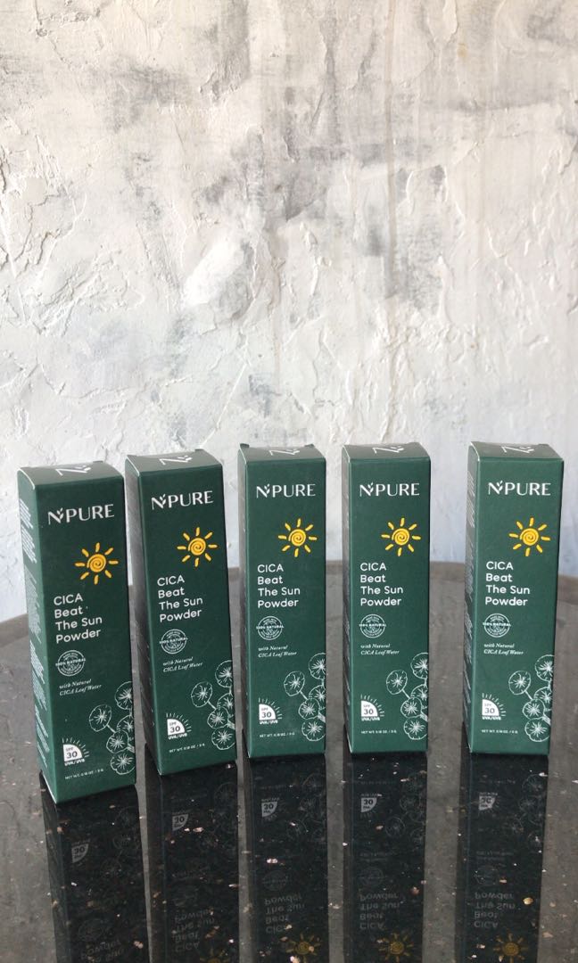 NEW npure cica powder sunscreen, Kesehatan & Kecantikan, Kulit, Sabun ...
