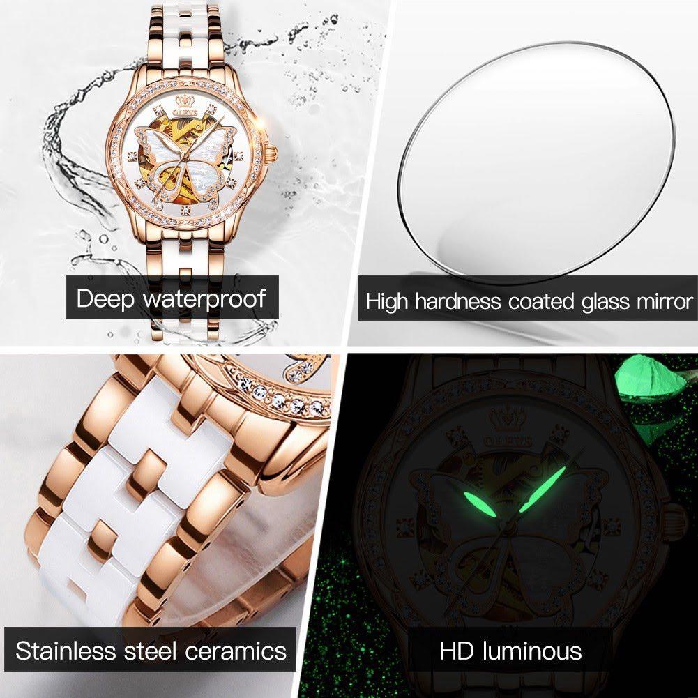 OLVES Automatic Butterfly Female Watch, Women's Fashion, Watches ...