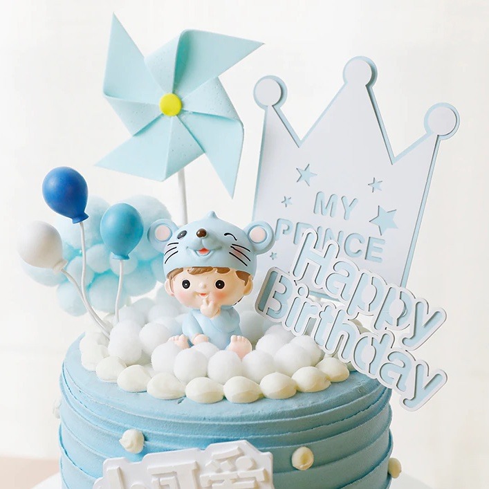 Paper Windmill Cake Topper | Blue Birthday Cake Topper, Hobbies & Toys ...