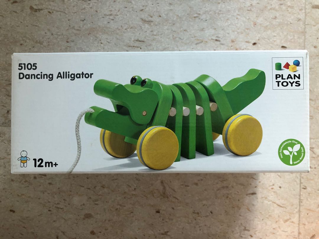 Plan Toys Dancing Alligator Pull Along, Babies & Kids, Infant Playtime ...