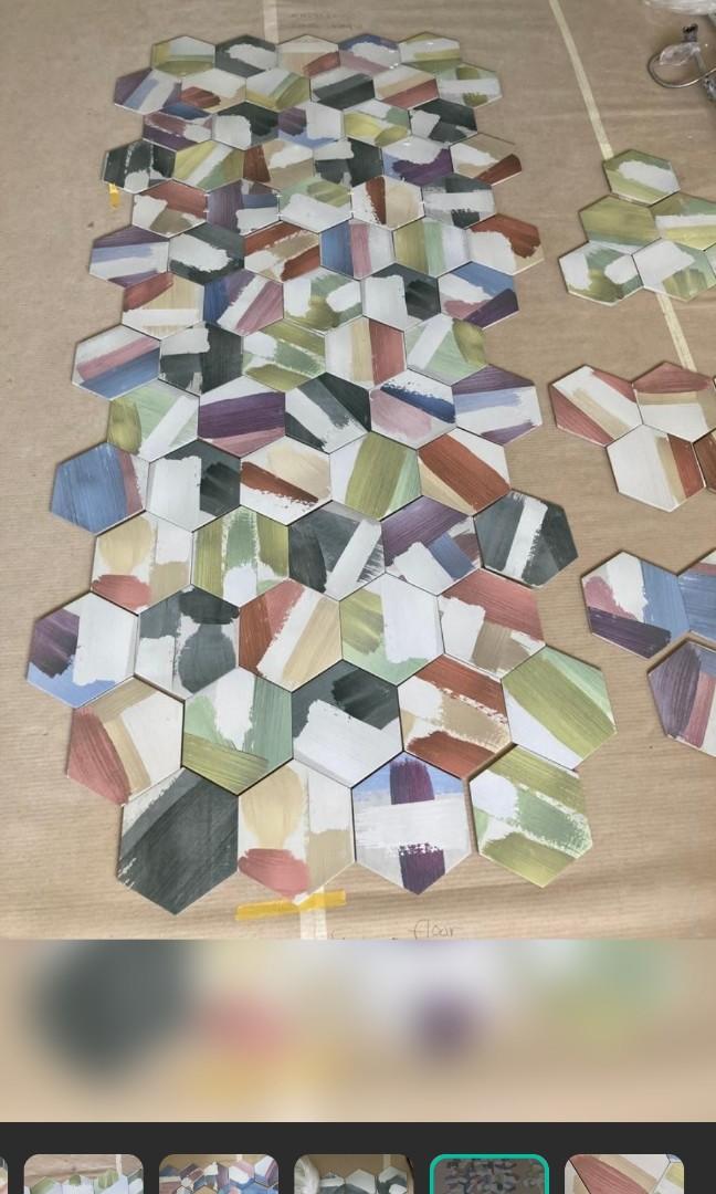 Rothko Mix colour Hexagon Tiles, Everything Else on Carousell