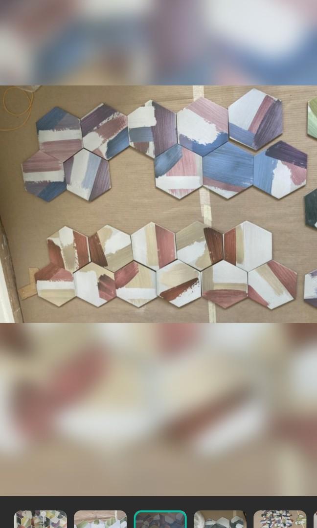 Rothko Mix colour Hexagon Tiles, Everything Else on Carousell