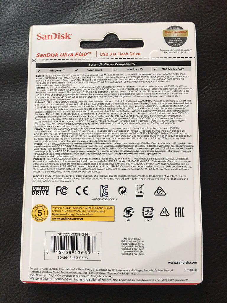 SanDisk Ultra Flair USB 3.0 Flash Drive. 32GB, Computers & Tech, Parts ...