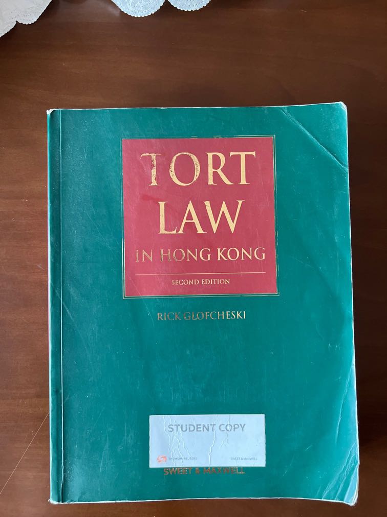 Tort Law in Hong Kong 2nd edition(sweet &Maxwell), 興趣及遊戲, 書本 & 文具, 教科書 - Carousell
