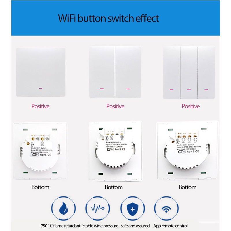 Tuya smart switch. 3 gang with capacitor. No neutral required, TV ...