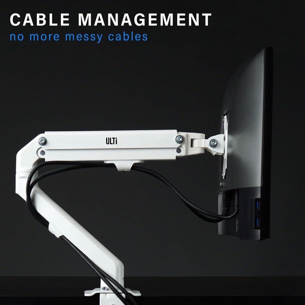 ULTi Arctic Single Monitor Mount, Pneumatic Spring Arm, Clamp-on Desk ...