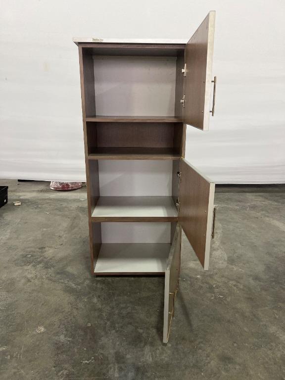 Wooden 4-Tier Cabinet with 3 Swing Door / Kabinet Kayu 4 Tingkat dengan ...